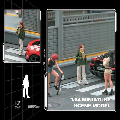 164潮流戴围巾女孩仿真模型人偶迷你微观立体微缩小人景观彩色