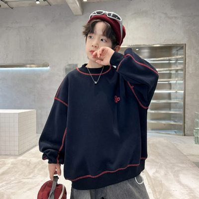 男童加绒卫衣2025新款今年流行爆款儿童上衣秋冬季男孩打底衫加厚