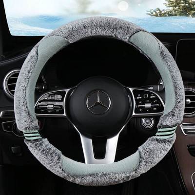 汽车方向盘套四季通用女保护套冬天把套防滑吸汗毛绒冬季可爱短绒