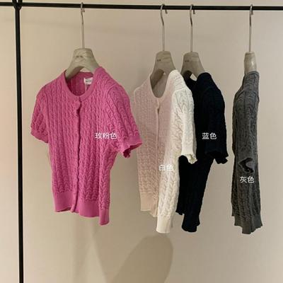 老钱风经典麻花针织Polo短袖女夏