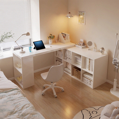 转角书桌书柜一体电脑桌