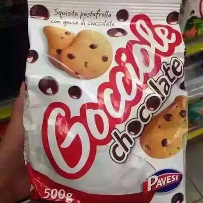 意大利PAVESI gocciole 巧克力碎牛奶曲奇饼干500g