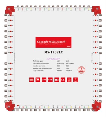 17x17x32 satellite multiswitch Out port with LED light