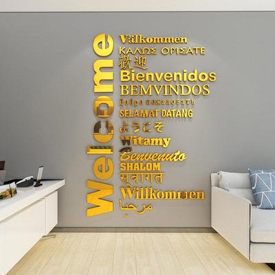 各国欢迎语言英文贴纸自粘创意办公室墙面装饰旅游公司背景墙墙贴