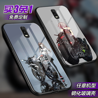 摩托车重机车女动漫适用oppor17pro周边r11 r9splus玻璃a75手机壳