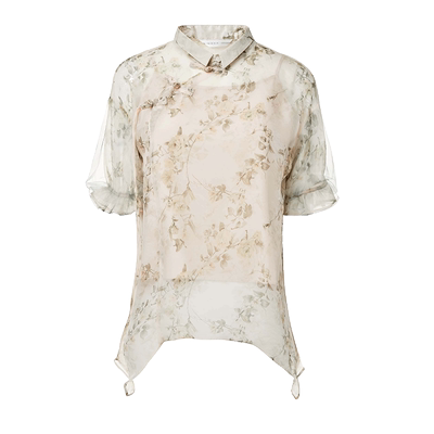 s.deer盘扣印花两件套衬衫