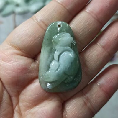 天然翡翠吊坠油青翡十二生肖鼠