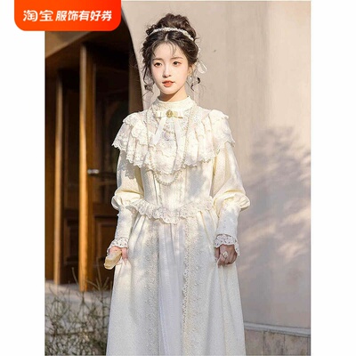 留洋千金大小姐公主裙法式复古宫廷风连衣裙女气质赫本洋装