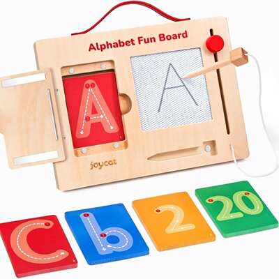 跨境新款Wooden Alphabet & Number Tracing Board字母数字描摹板