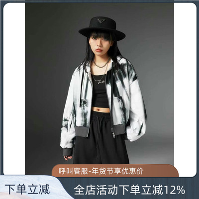 拓谷设计师款泼墨卫衣外套秋新款潮牌拉链开衫连帽夹克上衣Q40013