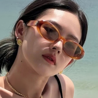 法国george melis小框椭圆太阳镜新款时尚复古百搭个性防晒潮流