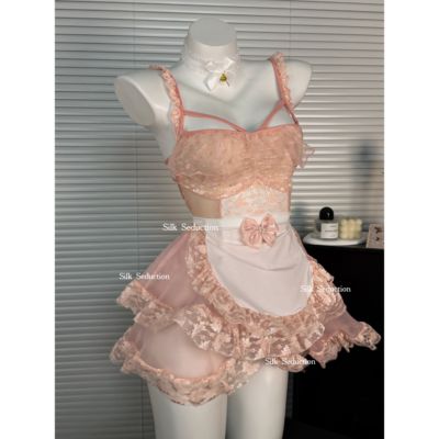 FUNNY KITTEN纯欲风蕾丝花边性感吊带睡裙女仆睡衣情侣约会套装