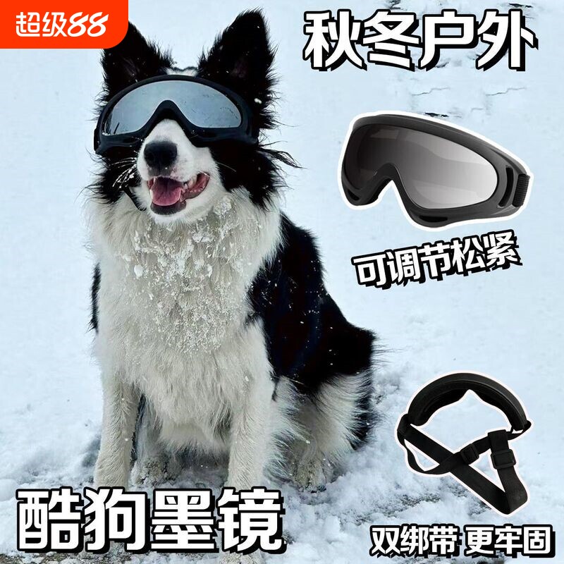 陨石边牧狗狗护目镜防风防刮头饰墨镜中大型太阳镜宠物可调节眼镜
