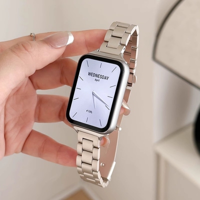 【轻奢感】适用华为FIT4表带华为watchfit3手环三珠金属腕带表带fit2/4代商务风男士mini运动高级感替换带