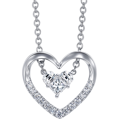 周生生18k黄金心形钻石项链