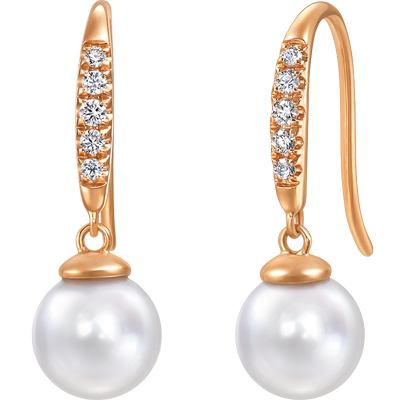 周生生玫瑰金珍珠耳钉