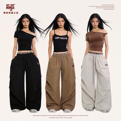 HIPHOP NINJA街舞伞兵运动裤女辣妹美式跳爵士舞嘻哈休闲长裤豹纹