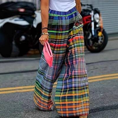 Women‘s Loose Wide Leg Checkerboard Printed Casual Pants