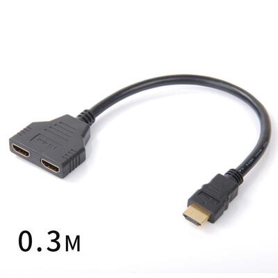HDMI一分二线 高清1分2HDMI转接线 转换线适配器 1.4版30cm转接线定制