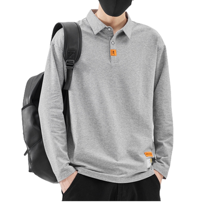 .春秋新款男长袖翻领保罗POLO衫