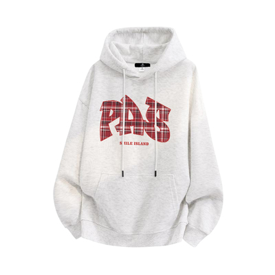 SMILE ISLAND 美式高街时尚潮流格子设计字母印花连帽卫衣