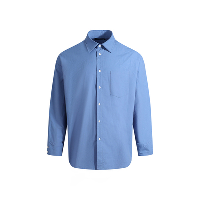 ESAT 蓝色棉麻宽松异形袖口衬衫