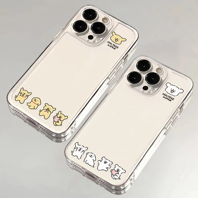 情侣线条小狗适用iphone16promax手机壳苹果13透明14华为mate70pro卡通vivox200s19女小米15oppo软套红米k80