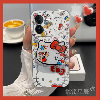 新款可爱kt猫适用vivoiQOOZ9手机壳Z8带支架Z7透明Z6硅胶Z9Turbo的hellokitty气囊Z5防摔Z7i卡通Z3软壳Z1女x