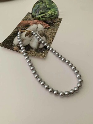 1101韩国东大门代购earlobe真多麻银灰珍珠项链白珍珠两色四季款