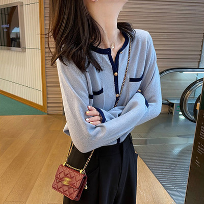 欧美Bea Edition巨舒适高级感撞色针织开衫女小香风气质外套上衣
