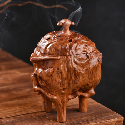 馥初心高端实木流云三足香薰炉
