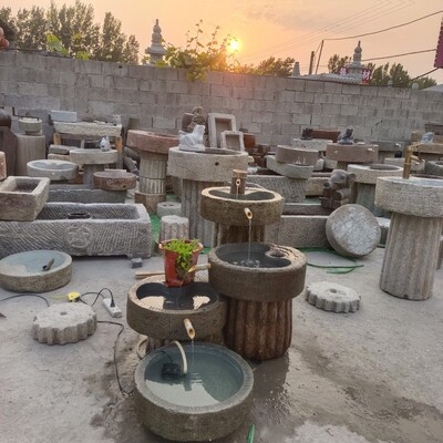 户外青石大石槽老石磨洗手盆方槽牛槽鱼缸花盆庭院装饰流水摆件