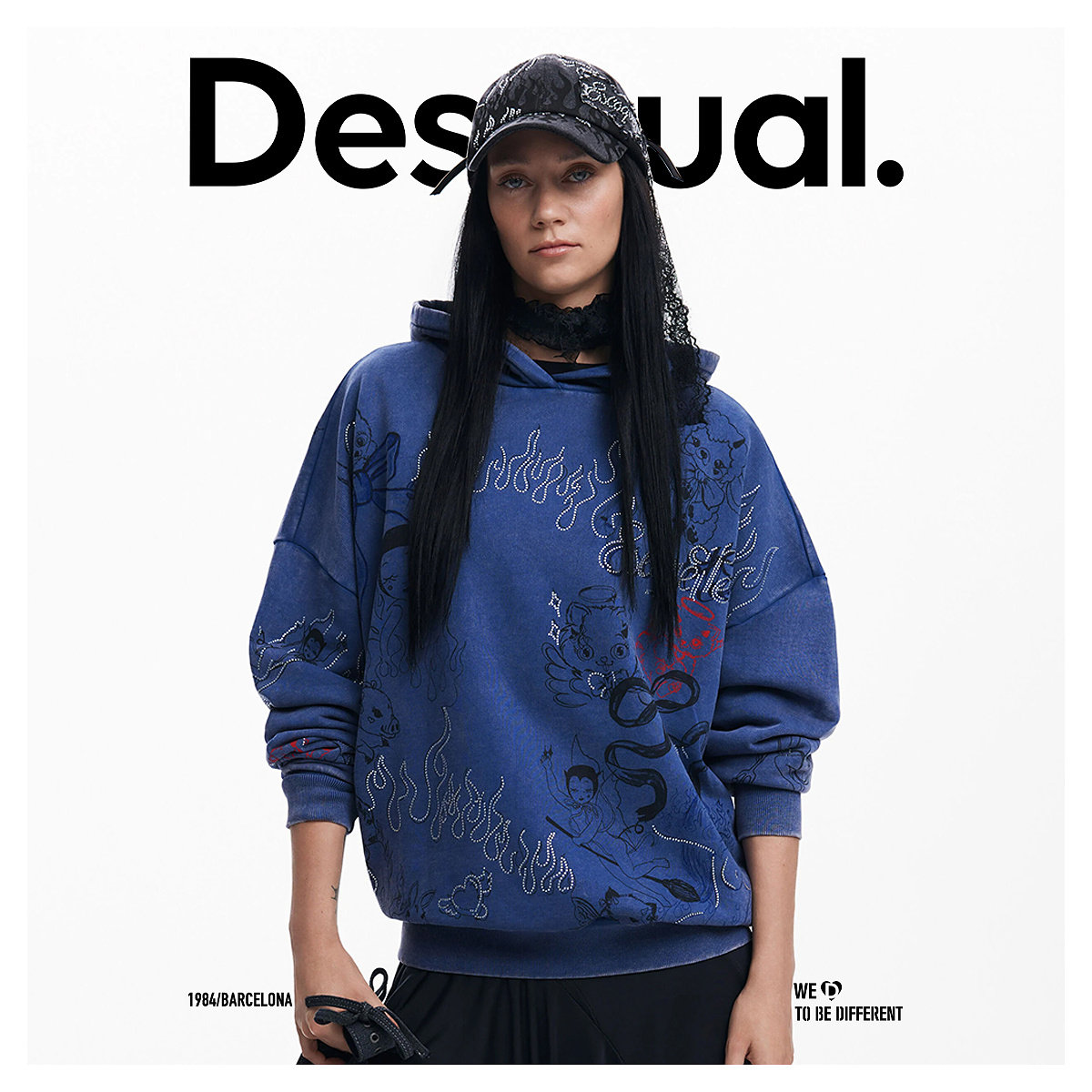 Desigual【MARIA ESCOTE联名】印花烫钻连帽女士卫衣