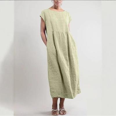 Sleeveless cotton and linen pocket dress