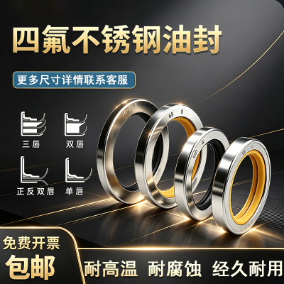 PTFE不锈钢四氟油封双唇内