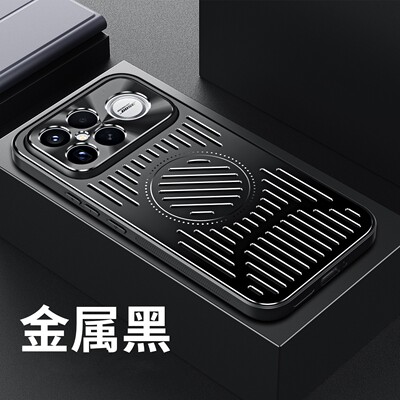 适用于小米pocof8ultra手机壳磁吸散热pocof8pro保护套铝合金背板poco海外国际版防摔软边新款por硬壳外壳