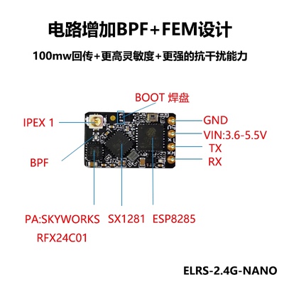 BAYCK贝壳ELRS接收机2.4G FPV穿越机固定翼航模高刷新率3.0无人机