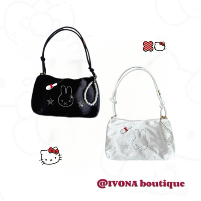 IVONA【糖果米菲兔^】原创diy可爱少女心烫钻手提包单肩腋下包