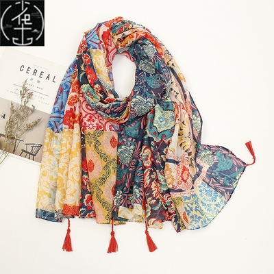 Floral Tassel Shawl Scarf Lady High Quality Wrap Pashmina