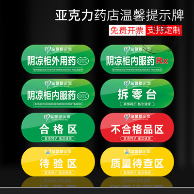 药房店分类区标识牌全套签