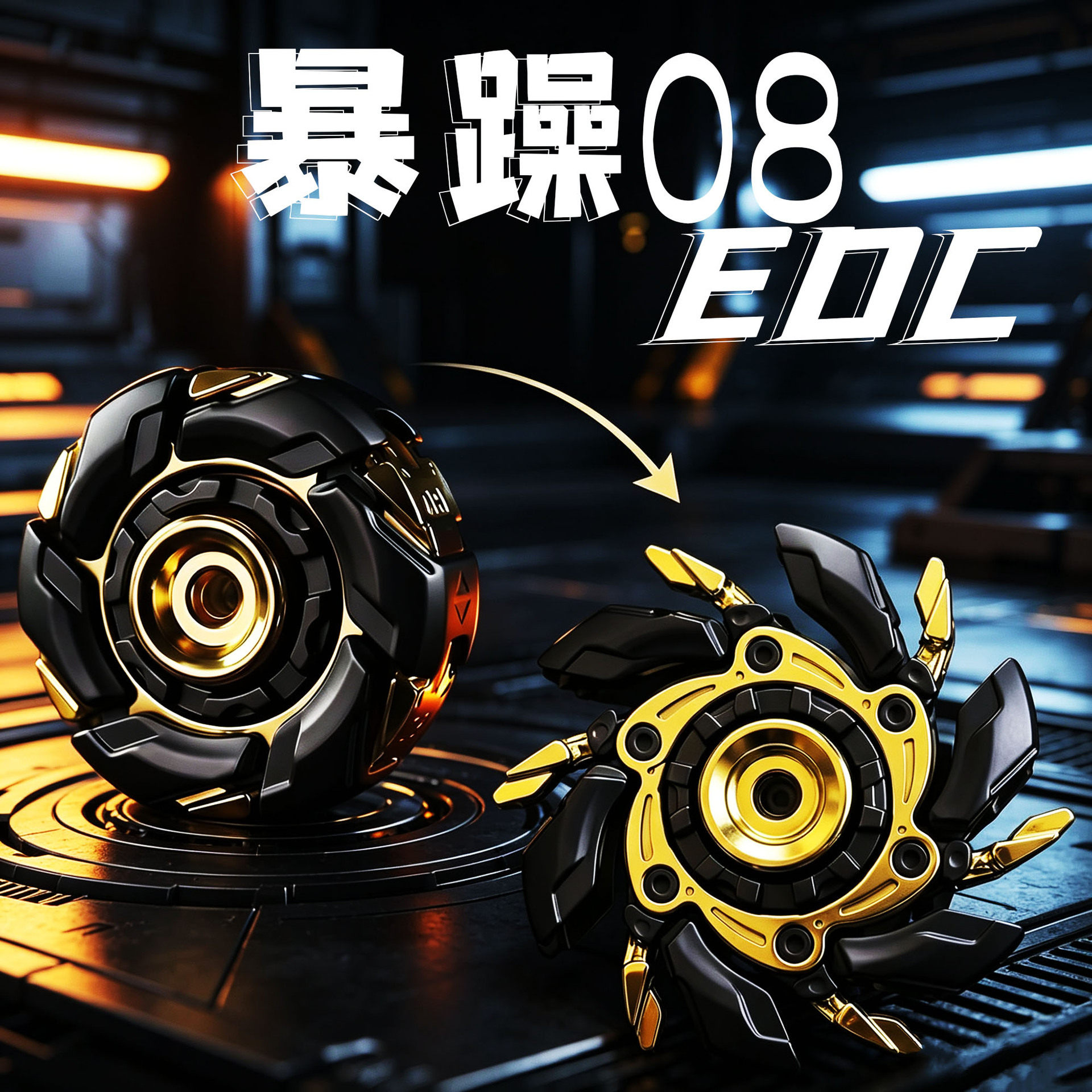 暴躁08旋转开甲指尖陀螺edc解压玩具躁动青春版减压神器盲盒金属