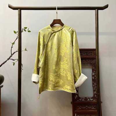 春夏老宋锦上衣桑蚕丝新中式刺绣