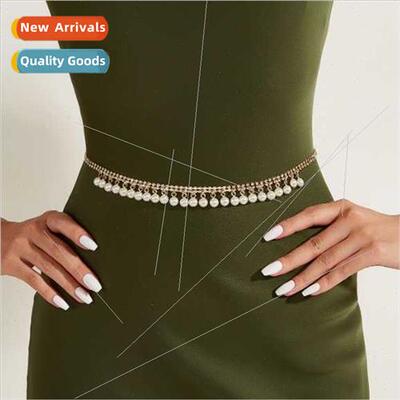2994 new exquise pearl chain pendant rhinestone inlaid doubl