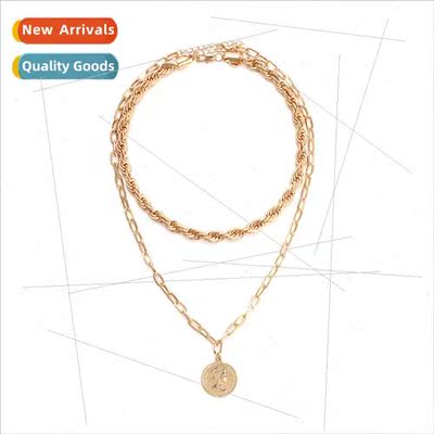 Fashion hip-hop multi-layer collarbone necklace exaggerated
