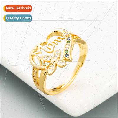 Europe Fashion Skeletonized Heart Alphabet Butterfly Ring St