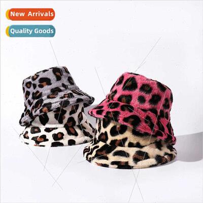 Autumn winter hat female imation rabb hair leopard print fis