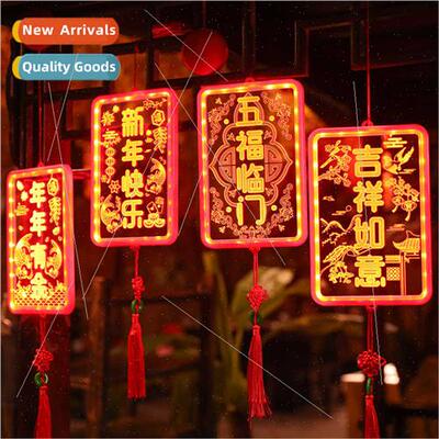 Fiery red Chinese New Year pvc rectangle hanging good luck 3