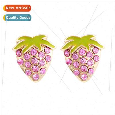 new rustic fru strawberry diamond earrings personalized zinc