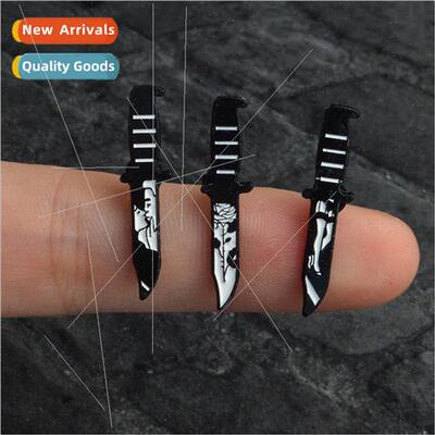 Summer new creative black enamel punk rose lovers girls legs