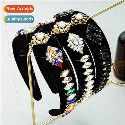 Hair bands ins Europe creative rhombus color rhinestone head
